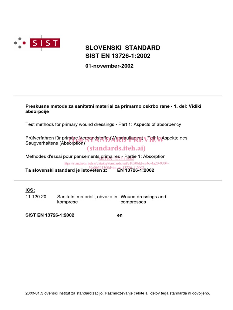 Sist en 13726 1 2002 | PDF | Chloride | Chemistry