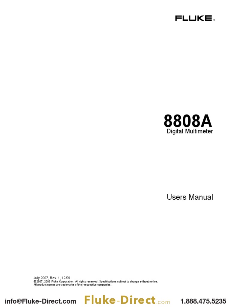 fluke_8808a_multimeter_manual | PDF | Capacitor | Alternating Current