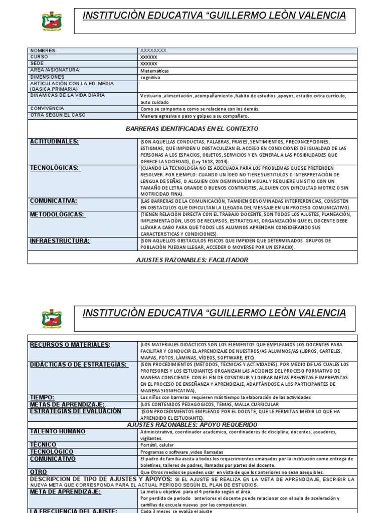 FORMATO_PIAR MODELO CON ORIENTACION | PDF