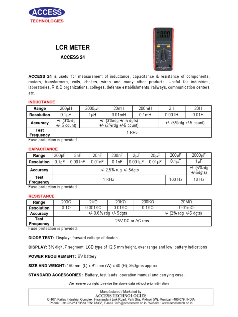 Access-24 LCR Meter | PDF