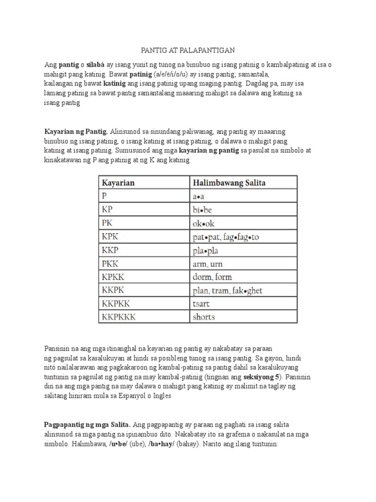 Pantig at Palapantigan | PDF