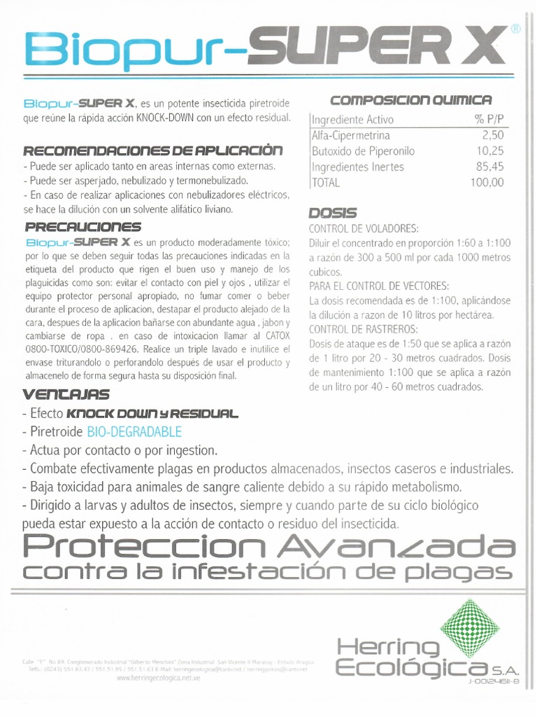 Ficha Tecnica Bio Pur Super X | PDF