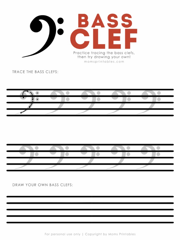 Bass Clef Tracing Page | PDF