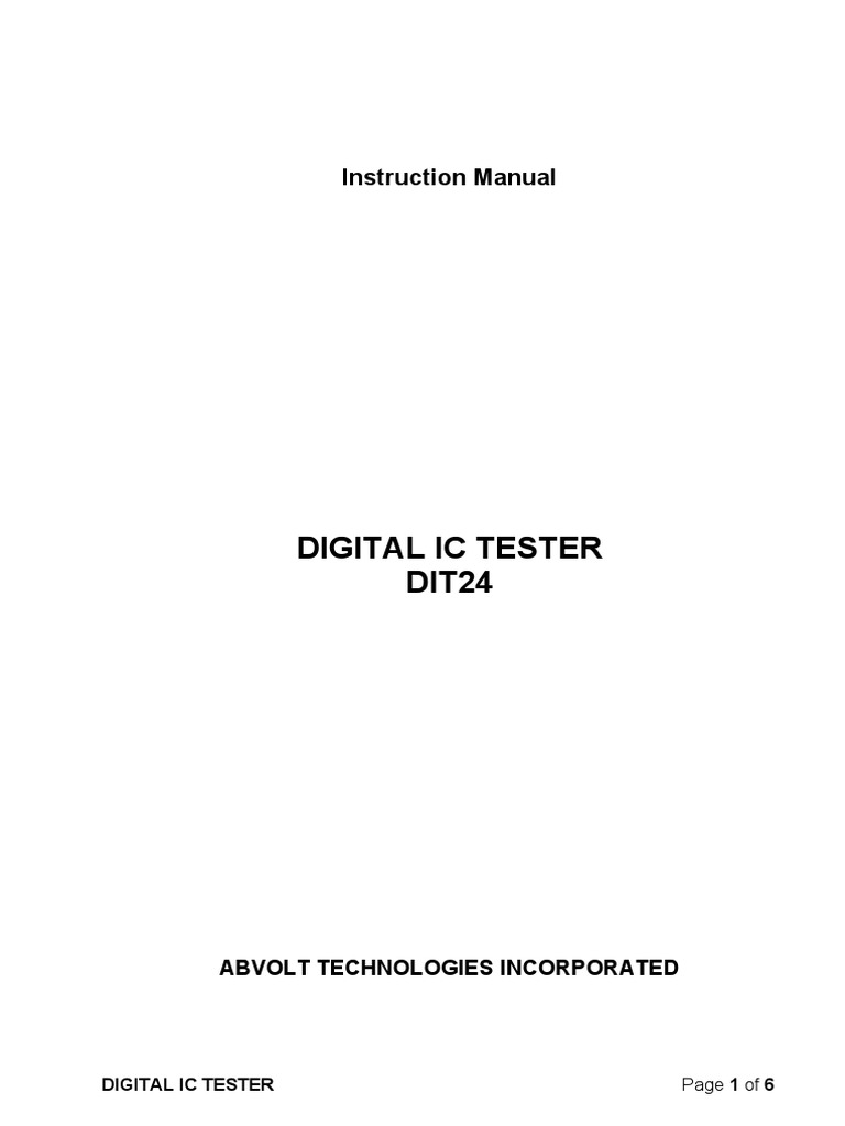 Digital IC Tester (DIT24) | PDF | Electronic Circuits | Electricity