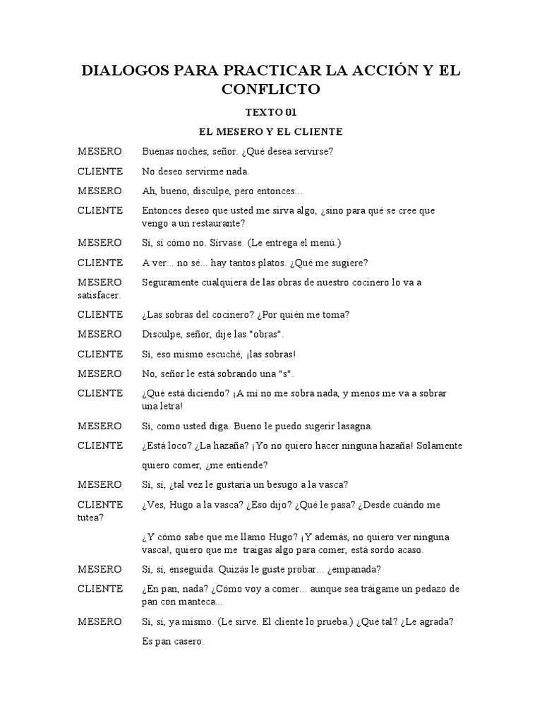 Dialogos para Practicar La Acción y El Conflicto | PDF