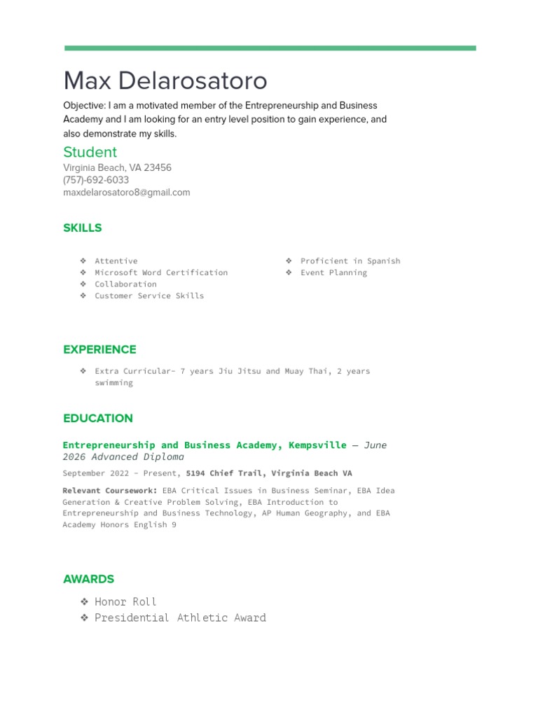 my first resume | PDF