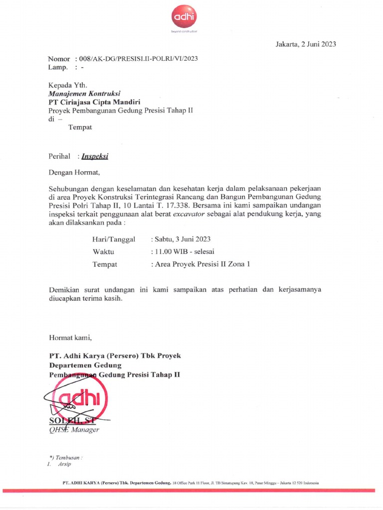 008 Undangan Inspeksi Bersama | PDF