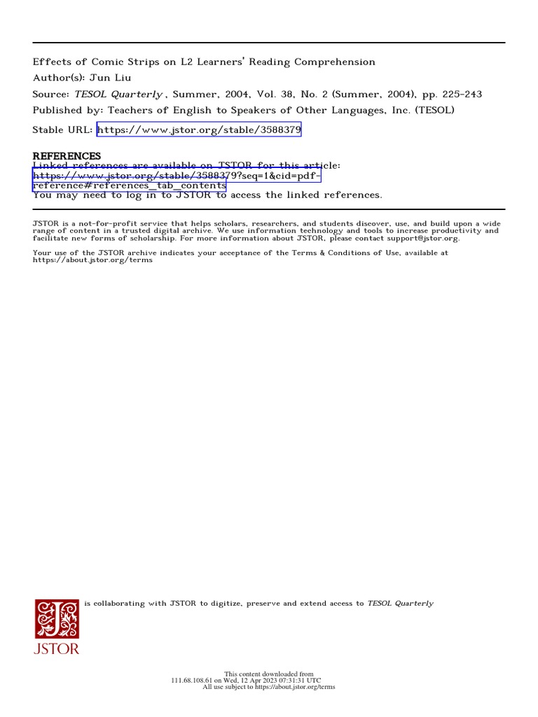 An Experimental Study On The Use of Comic Strips For Reading | PDF ...