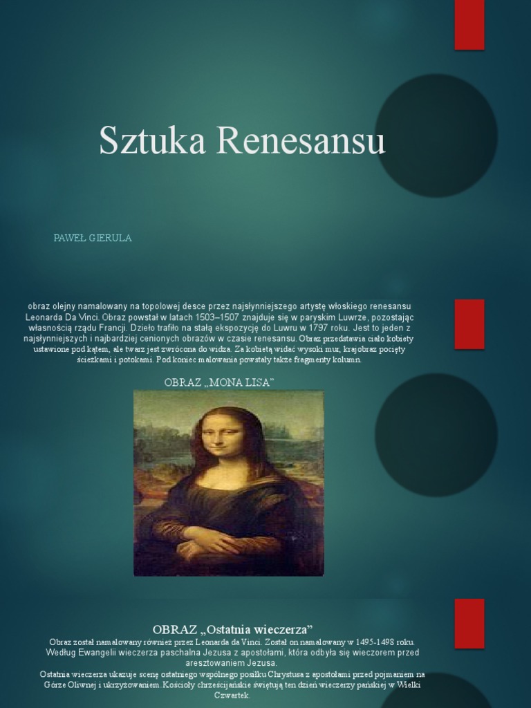 Sztuka Renesansu Prezentacja Paweł Gierula Kl.7 | PDF