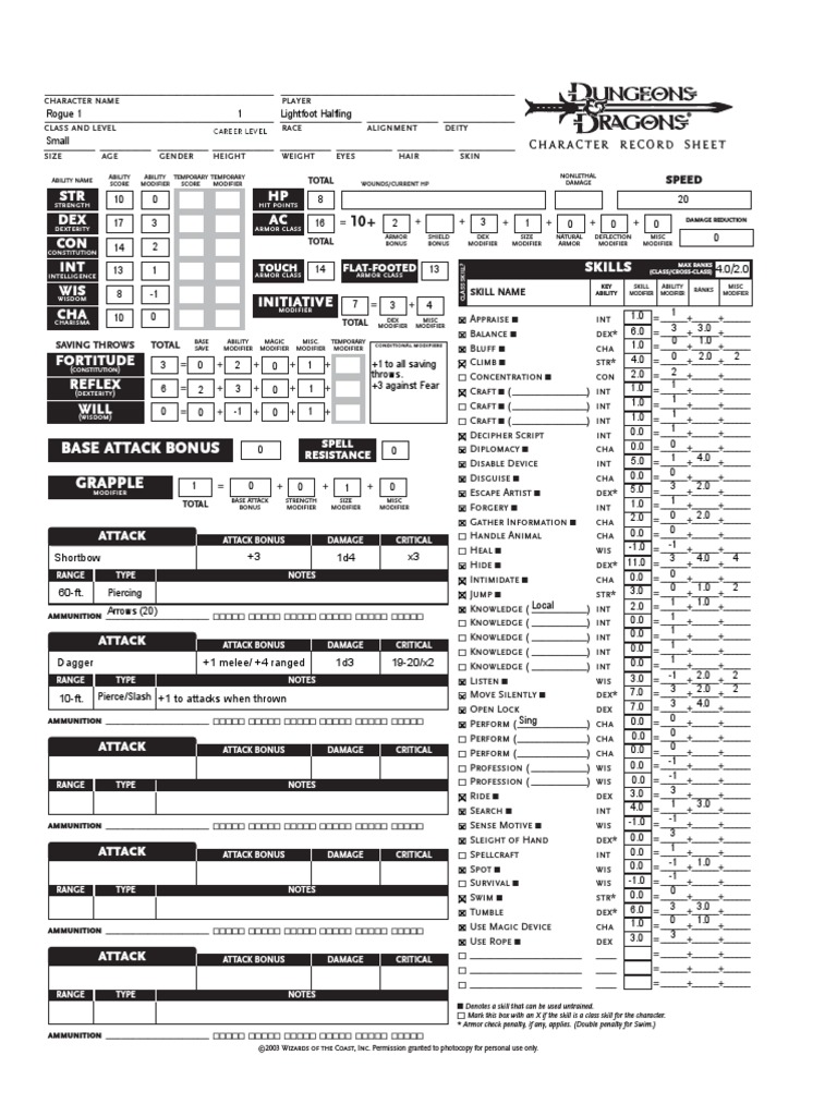 Lightfoot Halfling Rogue Pdf Role Playing Games