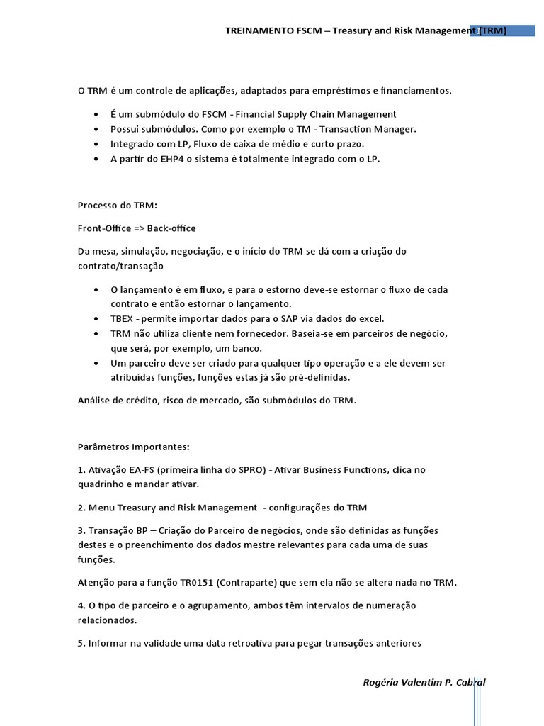 Treinamento FSCM | PDF
