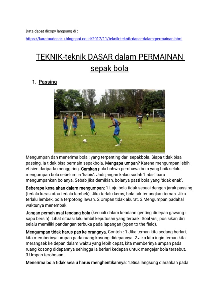 Kliping Teknik Dasar Sepakbola | PDF