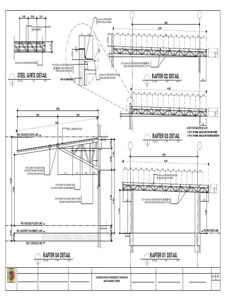 Rafter 02 Detail Steel Girts Detail: Fin. Second Floor Line | PDF