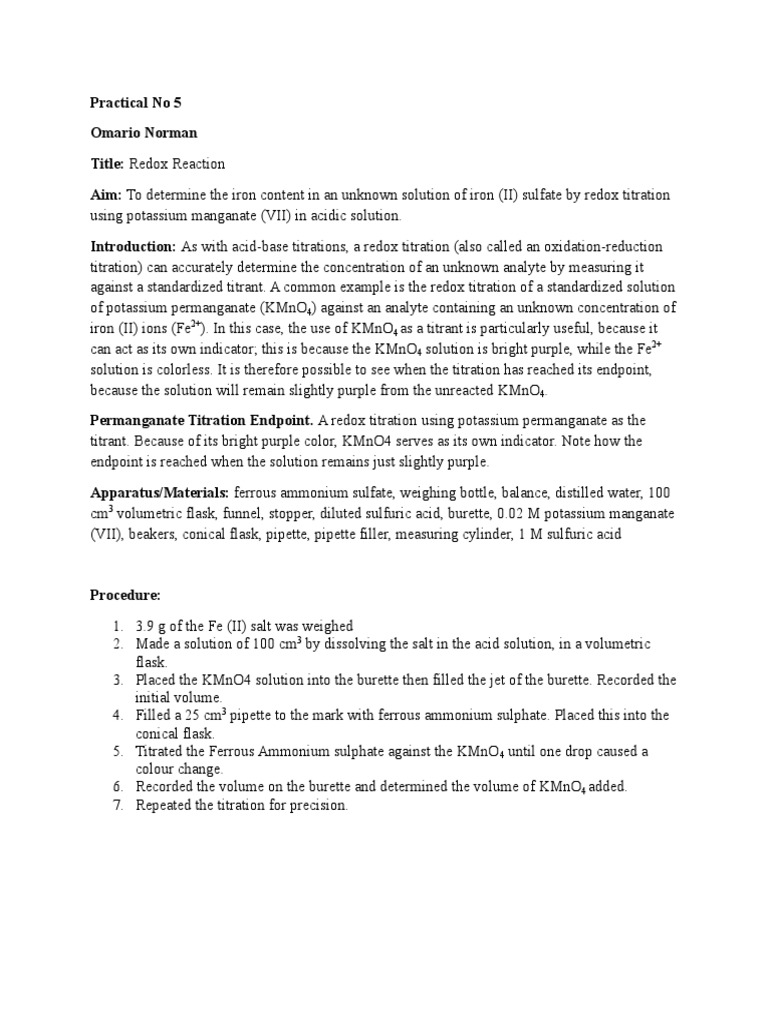 Chem Lab 5 | PDF | Titration | Chemistry