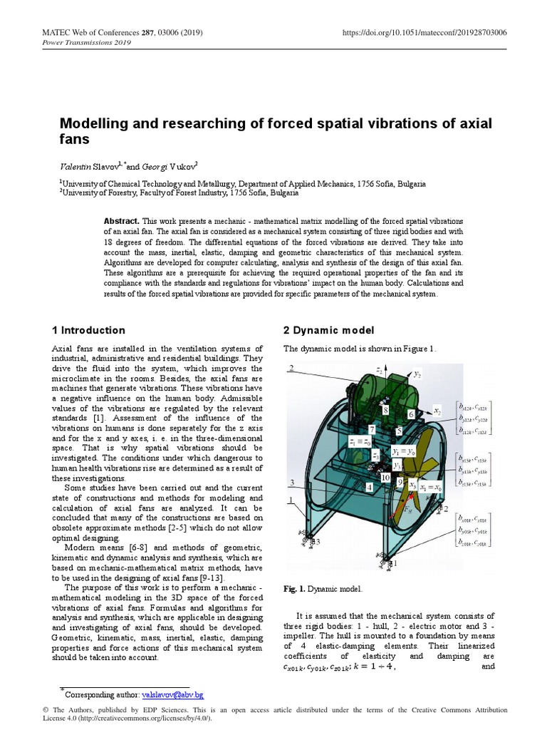 Modelling and Researching of Forced Spatial Vibrations of Axial Fans | PDF