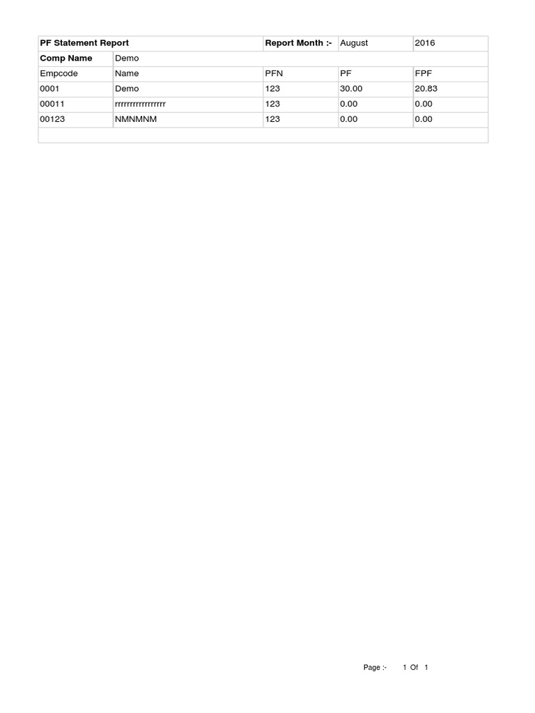 PF Statement Report | PDF