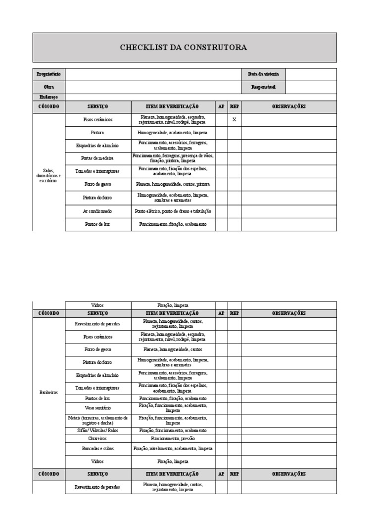 Check List de Entrega - Construtora | PDF | Bens manufaturados ...