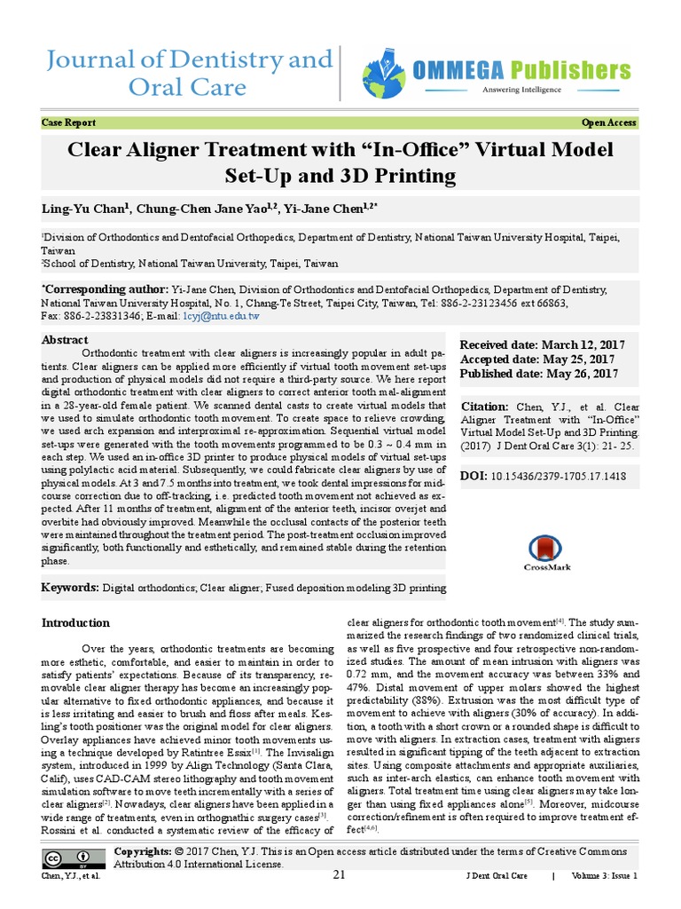 Clear Aligner Treatment With In-Office Virtual Mod | PDF | Orthodontics | 3 D Printing