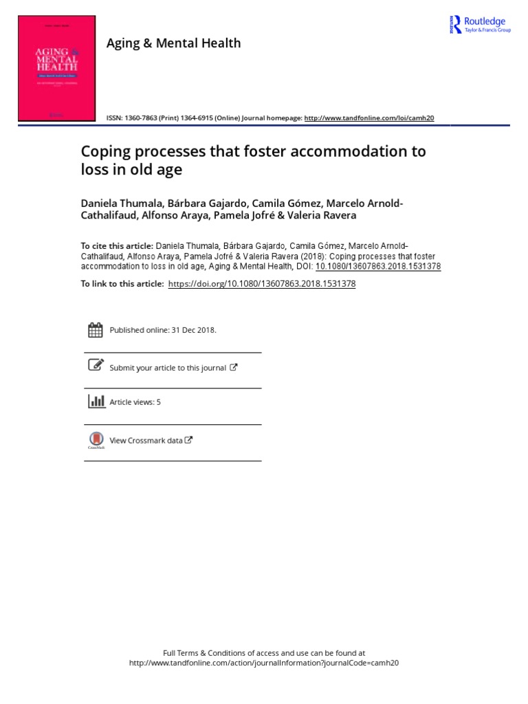 Coping Processes That Foster Accommodation To Loss in Old Age | PDF ...