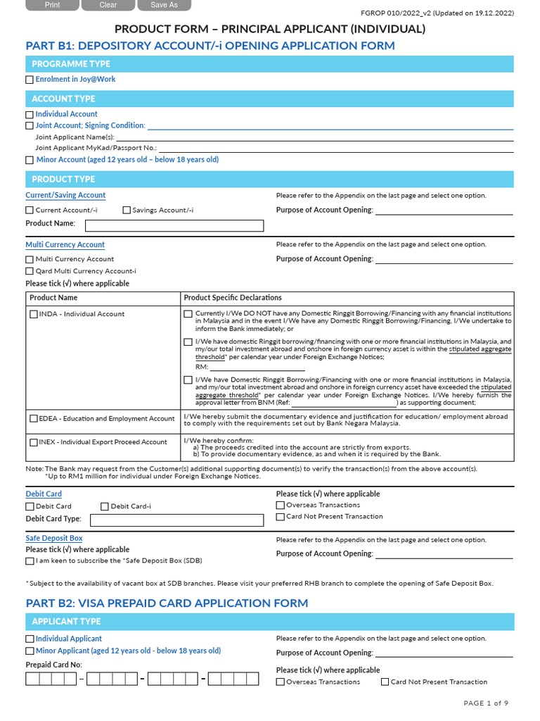 RHB Account and Financing Application Forms | PDF