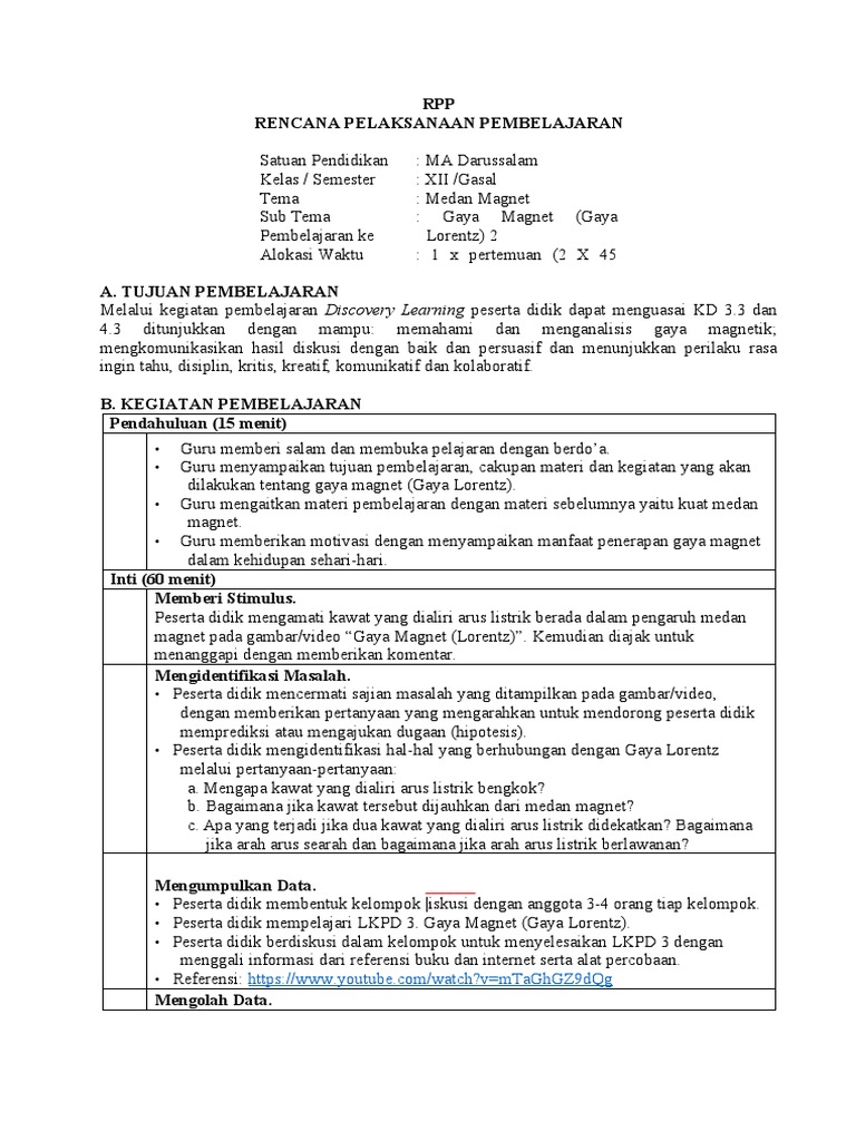 C-2 c2. Contoh RPP Fisika Xii 1 | PDF