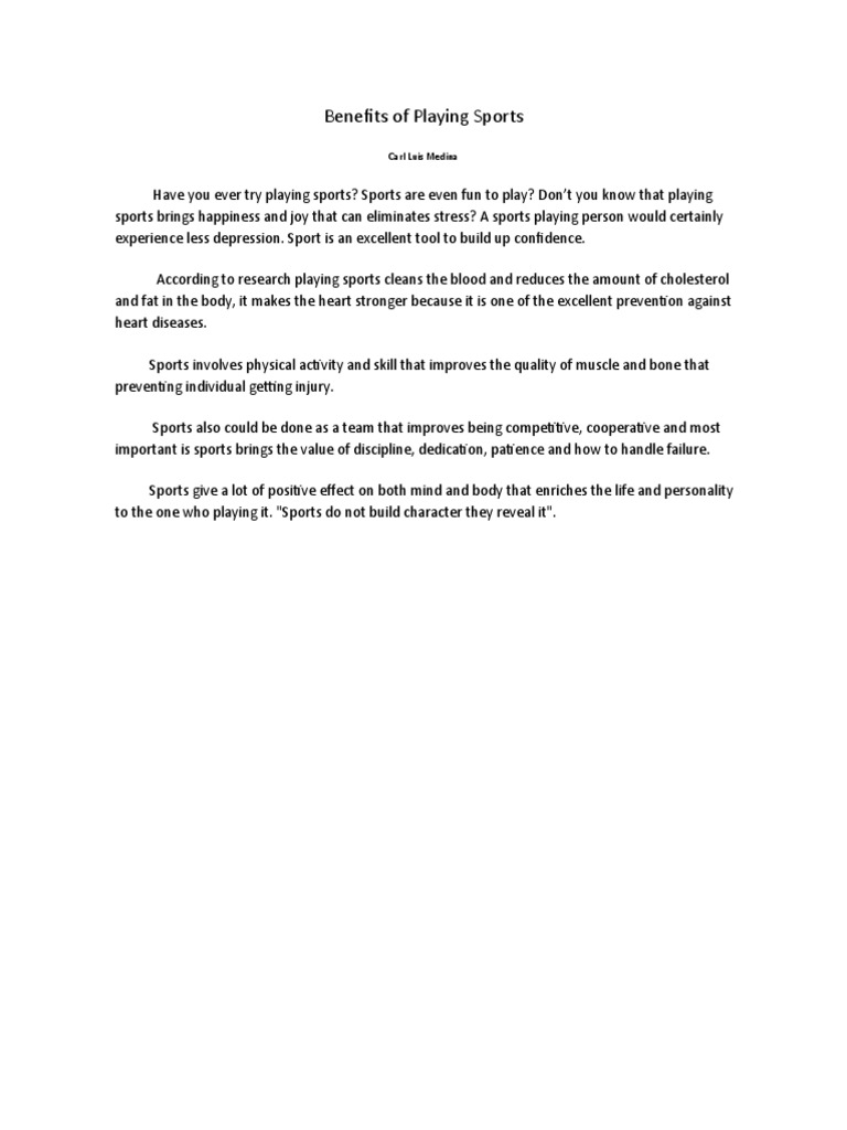 Benefits of Playing Sports | PDF | Cardiovascular Diseases | Heart