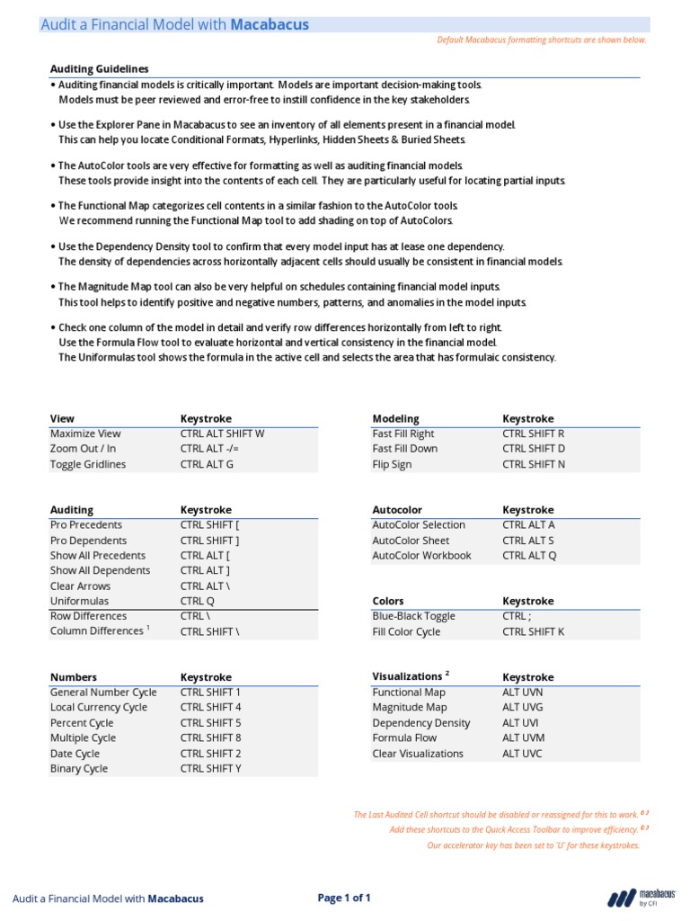 Financial Model Audit with Macabacus | PDF | Computing