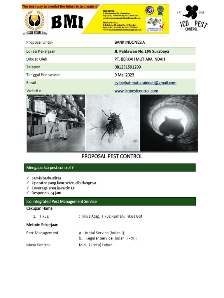 Proposal Pest Control Harga Nego Bank Indonesia 2023 | PDF