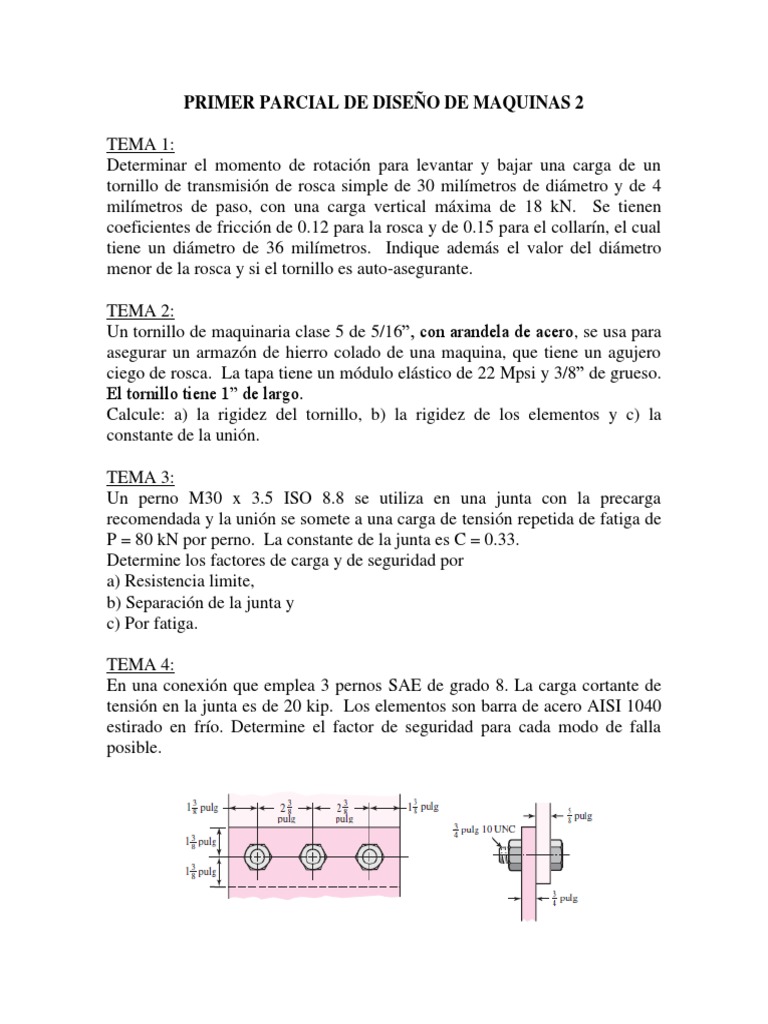 2022 Primer Examen Parcial de Diseño de Maquinas 2 | PDF