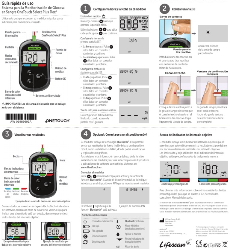 medidor-onetouch-select-plus-flex-guia-rapida-de-uso-espana | PDF | Bluetooth | Dispositivo móvil