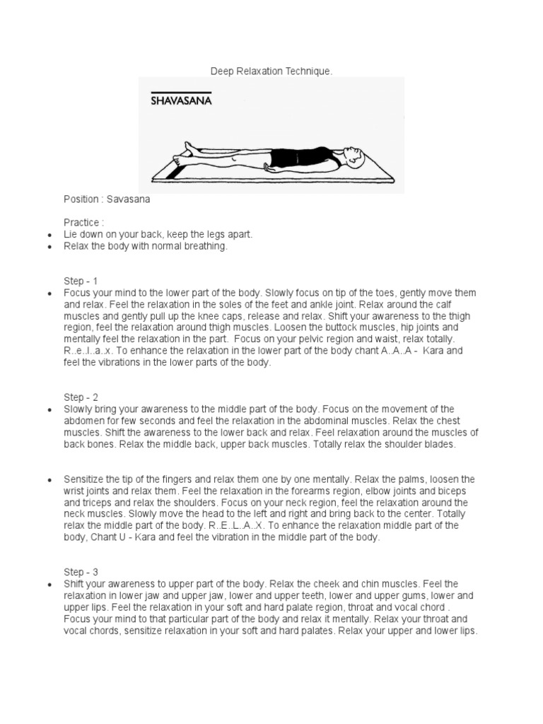 Deep Relaxation Technique Emotions Meditation | PDF | Breathing ...