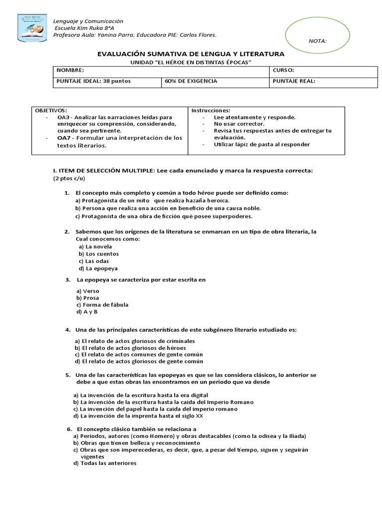 Prueba 7° | PDF | Comunicación