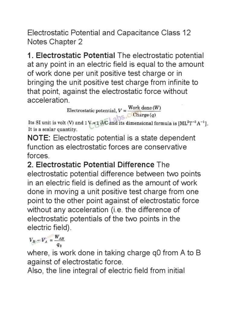 Class 12 Physics Notes | PDF