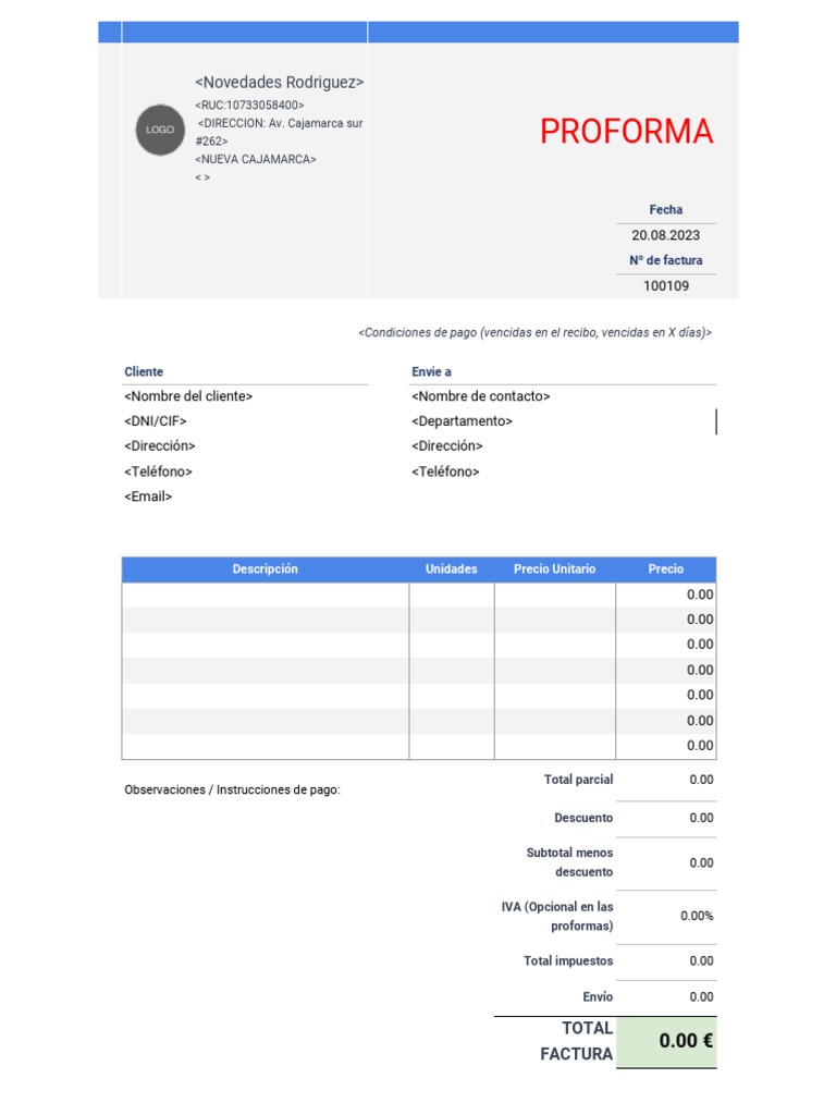 Modelo-de-Factura-Proforma-en-Word (1) | PDF