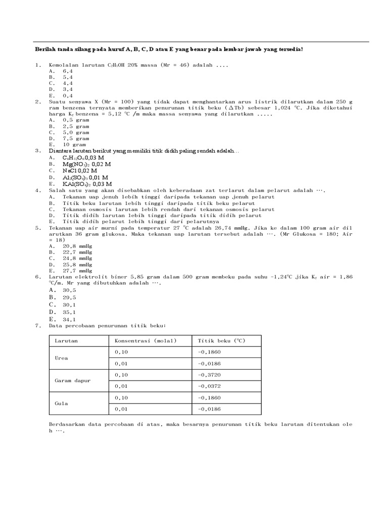 Soal KIMIA KLS 12 | PDF