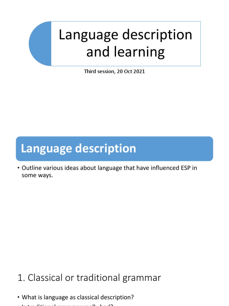 Language Description in ESP Contexts | PDF | Language Arts & Discipline ...