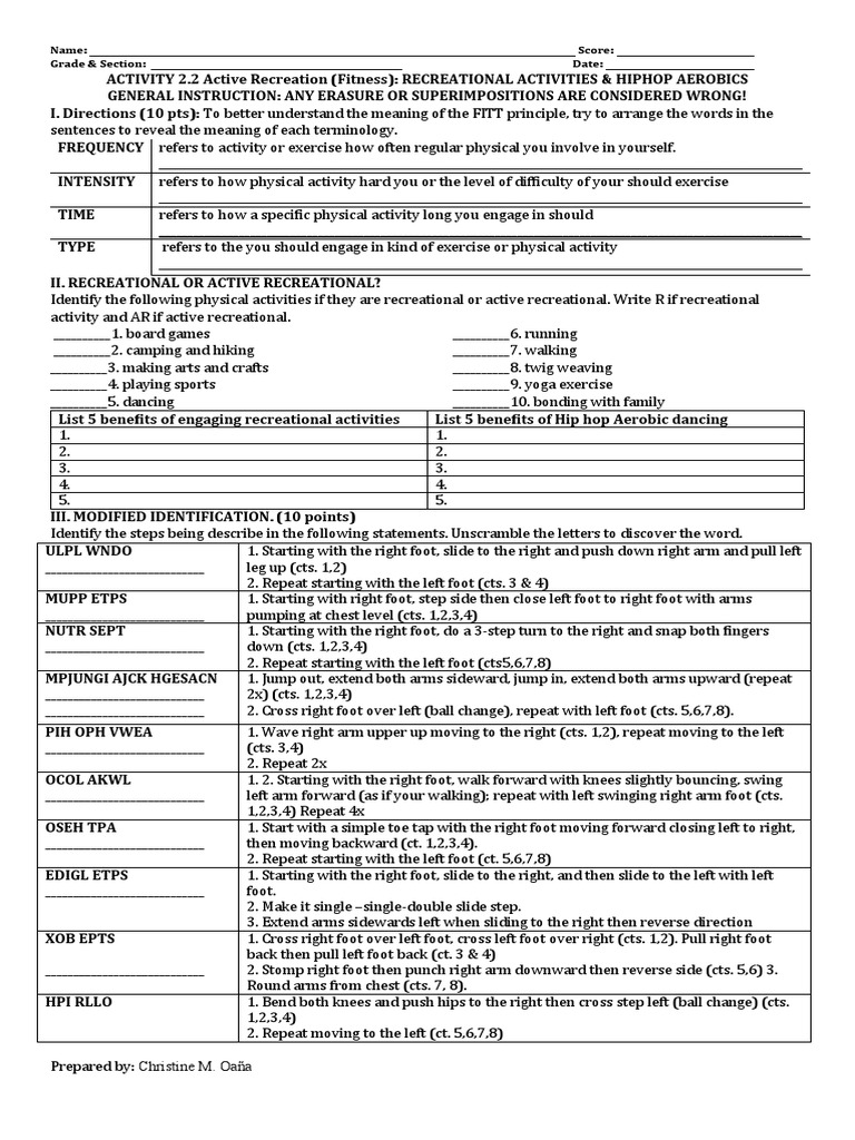 Q2 ACTIVITY 2.1 M3-M5 Aerobics | PDF