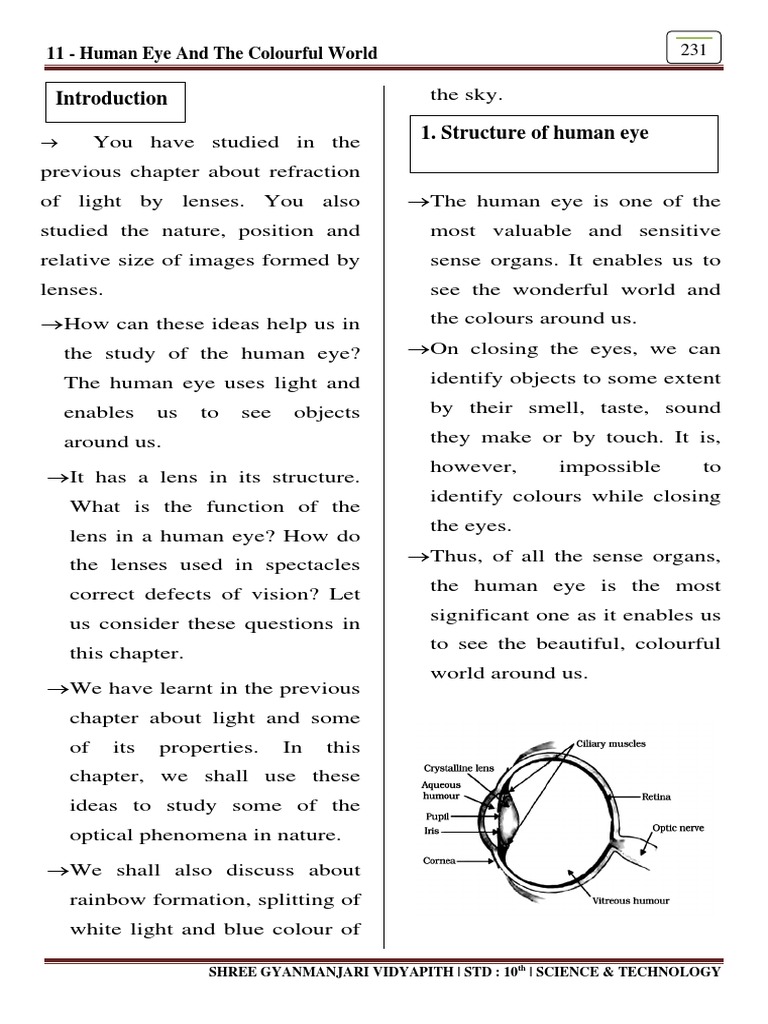 11. CH-11-HUMAN EYE AND THE COLOUFUL WORLD 285-307 PHYSICS SEM-1 | PDF ...