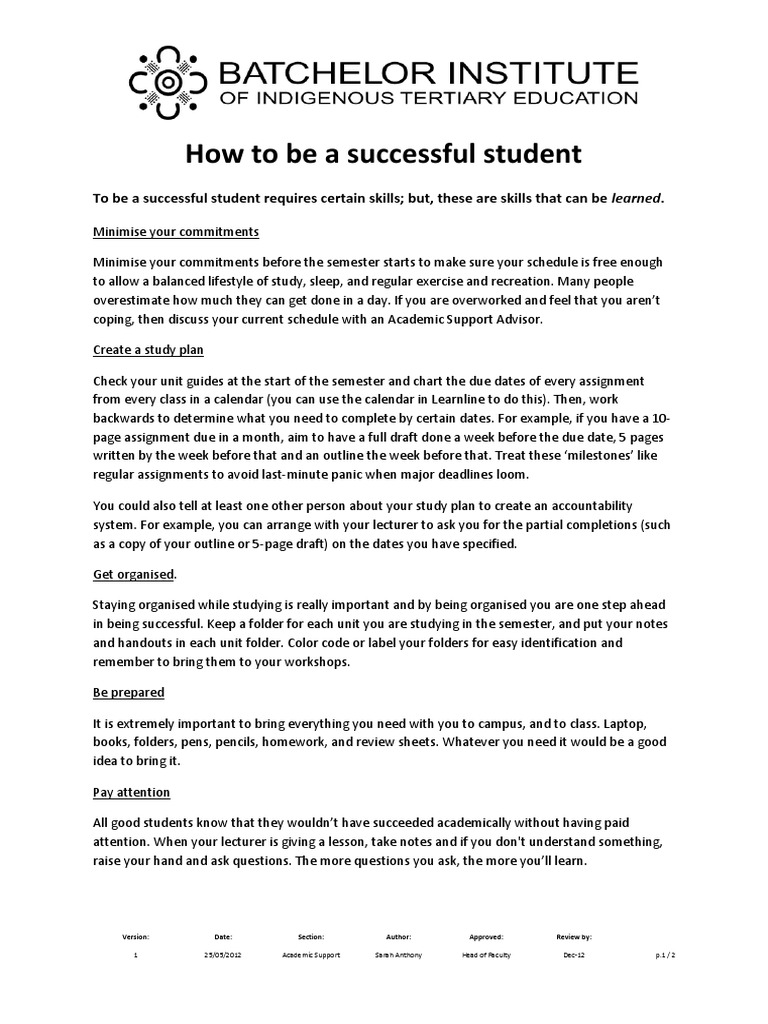 How To Be A Successful Student | PDF