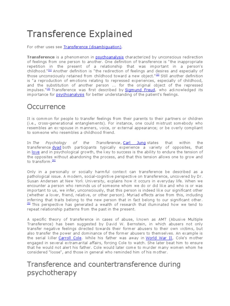 Understanding Transference in Therapy | PDF | Psychotherapy ...