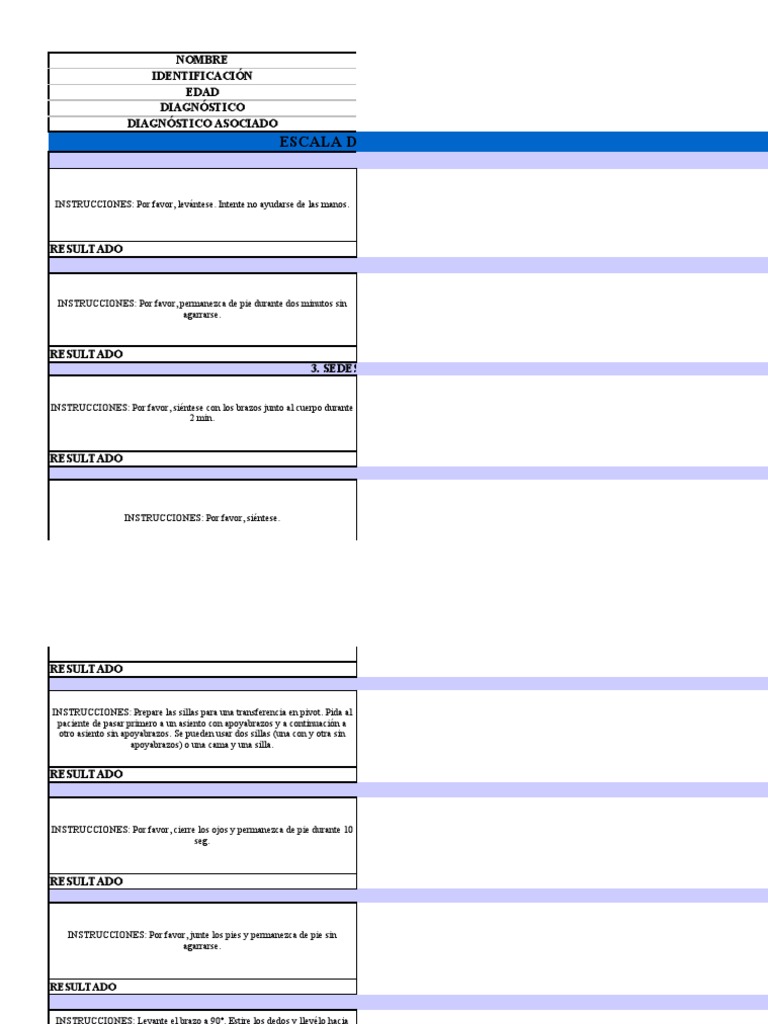 Formato Base Escala Berg | PDF | Bipedalismo