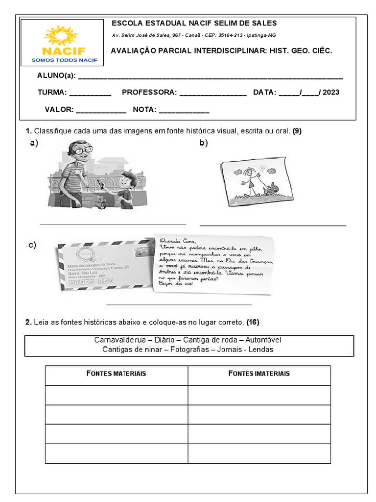 Avaliação Interdisciplinar Parcial 2 Etapa | PDF