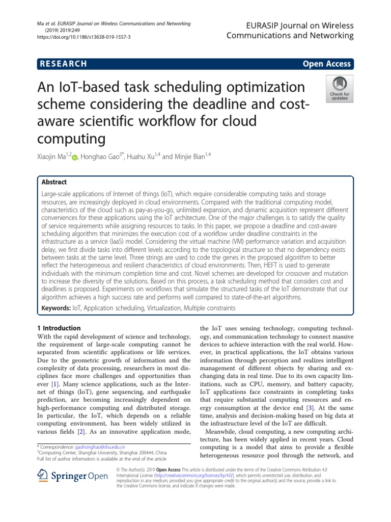 An Iot Based Task Scheduling Optimization Scheme Considering The Deadline And Cost Aware