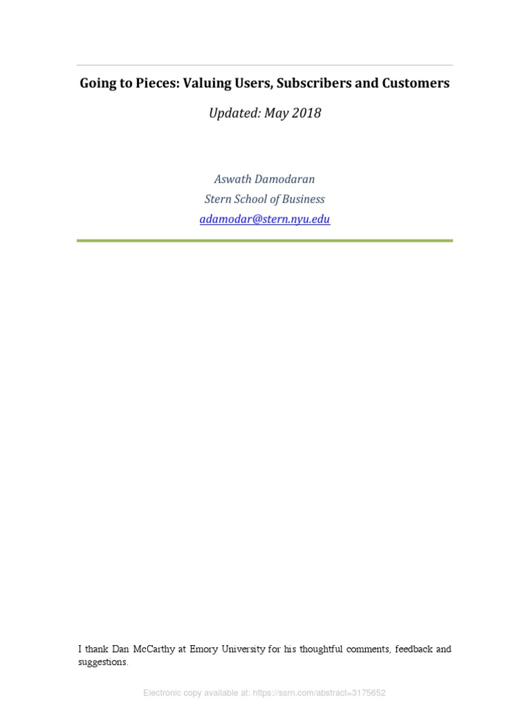 Valuing Users and Subscribers in Business | PDF | Valuation (Finance ...