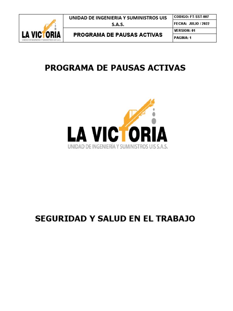 PGR-SST-007 Programa de Pausas Activas | PDF | Medicina CLINICA | Enfermedades y trastornos