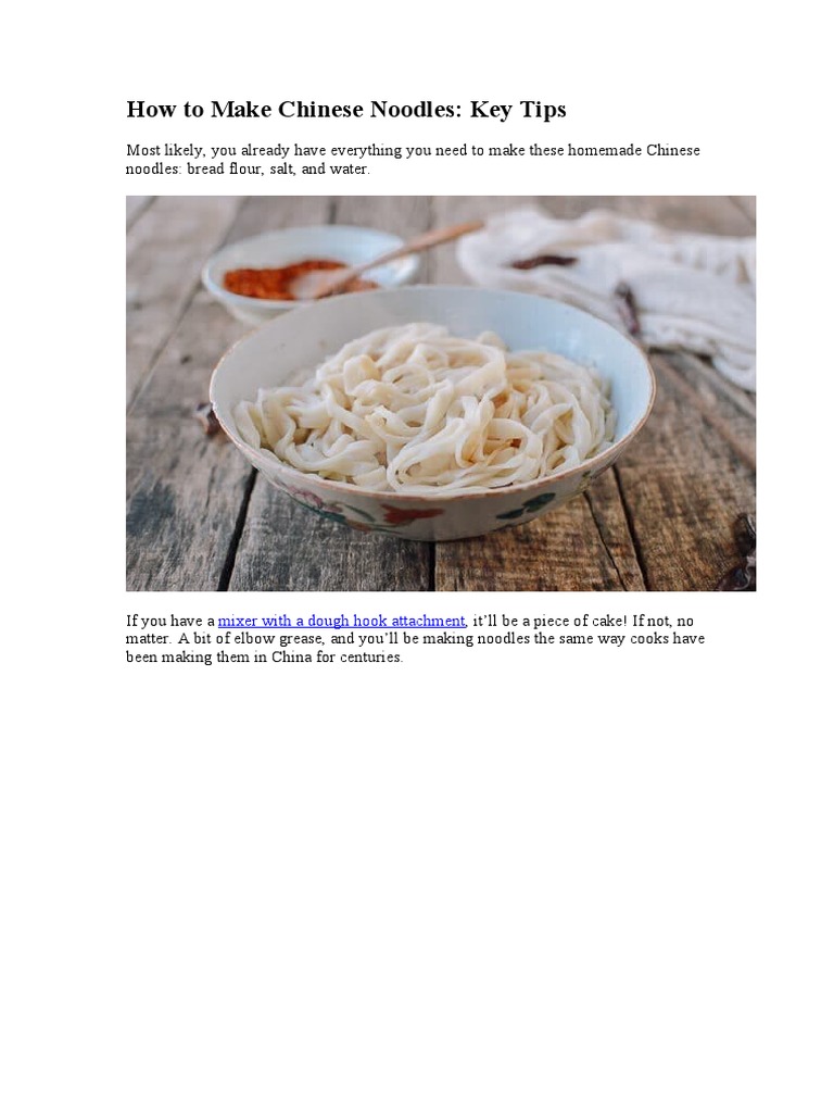 Chinese Handmade Noodles Pdf Chinese Cuisine Noodle