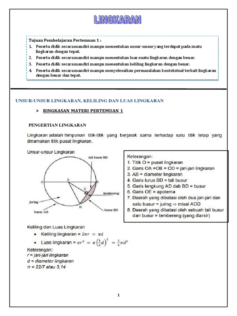 Bahan Ajar & LKPD Lingkaran | PDF