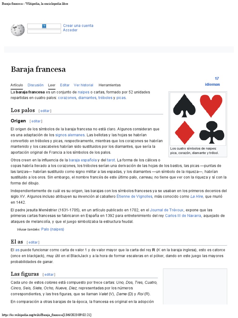 Baraja francesa - Wikipedia, la enciclopedia libre | PDF | Juegos de ...