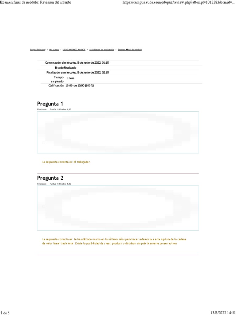 Examen Final de Módulo 6 | PDF | Pruebas | Aprendizaje