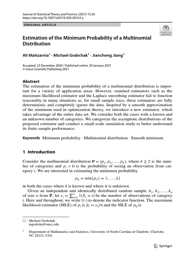 Estimation of The Minimum Probability of A Multinomial Distribution | PDF | Estimator | Sample ...
